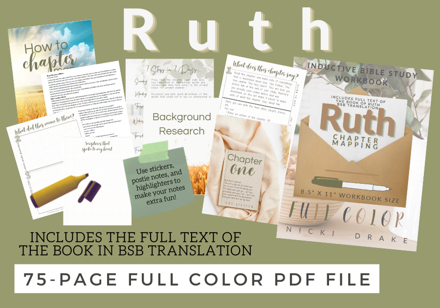 Ruth Inductive Chapter Mapping Workbook Full Color Digital Printable